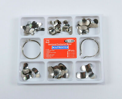 TOR VM 100Pcs Dental Matrix Bands Sectional Contoured Matrices Wedges ...
