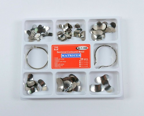 TOR VM 100Pcs Dental Matrix Bands Sectional Contoured Matrices Wedges ...