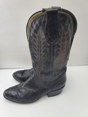 Vintage Black Bumpy Ostrich Leather Cowboy Boots by Hemisferio Size 9 ...