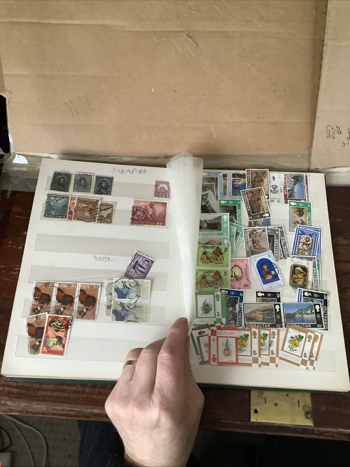 Old Stamp Album With Over 450 Old World Stamps. | eBay UK