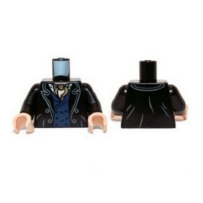 LEGO - Minifig, Torso Jacket with Lapels, Dark Blue Vest and Dark Tan ...