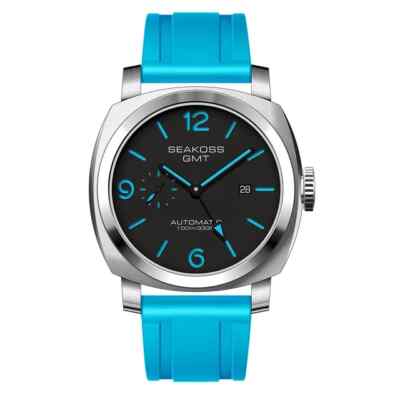 SEAKOSS GMT Men Mechanical Automatic Watch 1963 Seagull ST2557 Silver ...