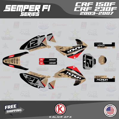 Graphics Kit for HONDA CRF150F CRF230F (2003-2007) Semperfi - RED | eBay