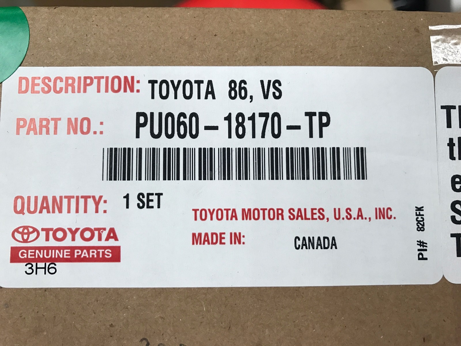 2017-2020 Toyota 86 Mudguard Kit PU060-18170-TP Genuine OEM 4 Pc Set ...