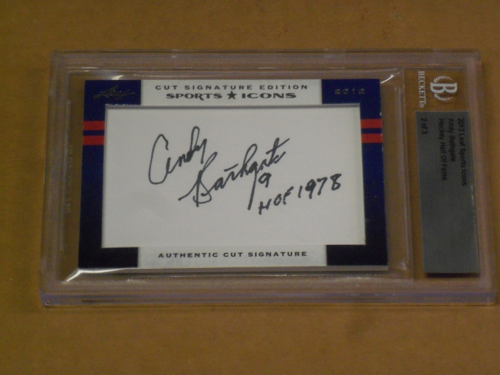 Andy Bathgate, Signed Leaf Sports Icons Cut Card, 2 of 3, Beckett ...