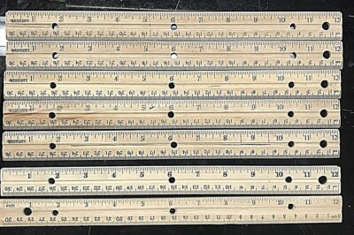 Lot of 7 Vintage WESTCOTT RULERS 12 Inches Wood with Metal Edges | eBay