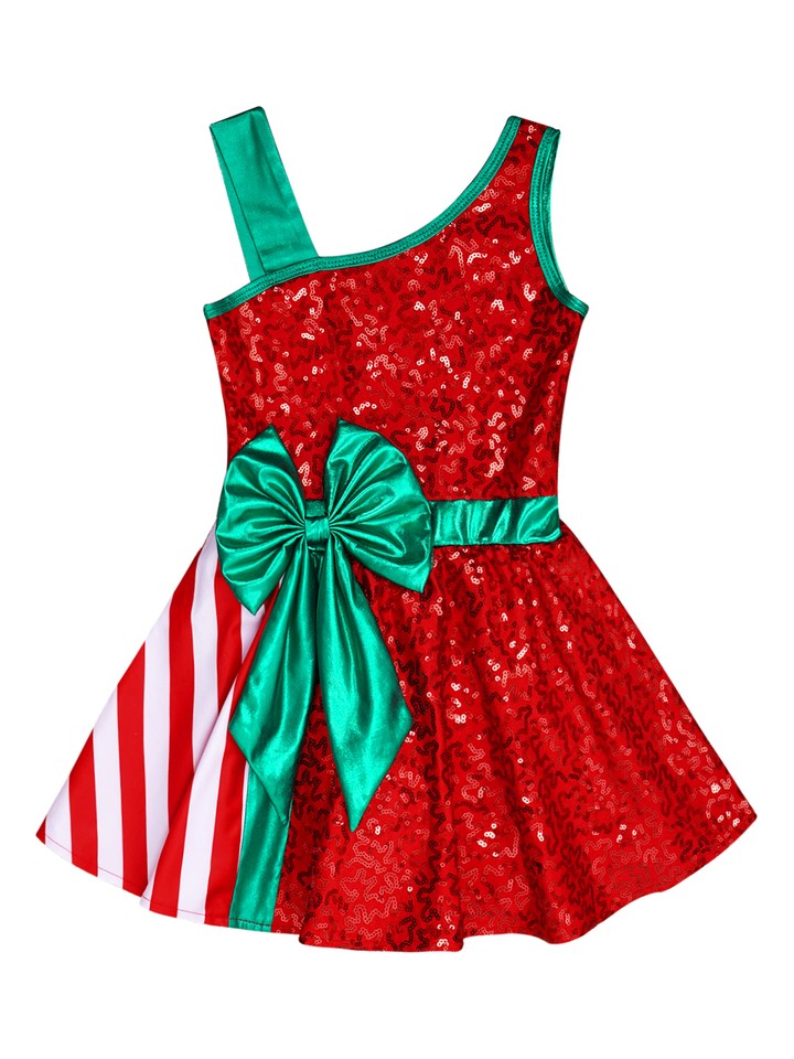 Girls Dancewear Role Play Dress Shiny Sequin Dresses Christmas Leotard ...