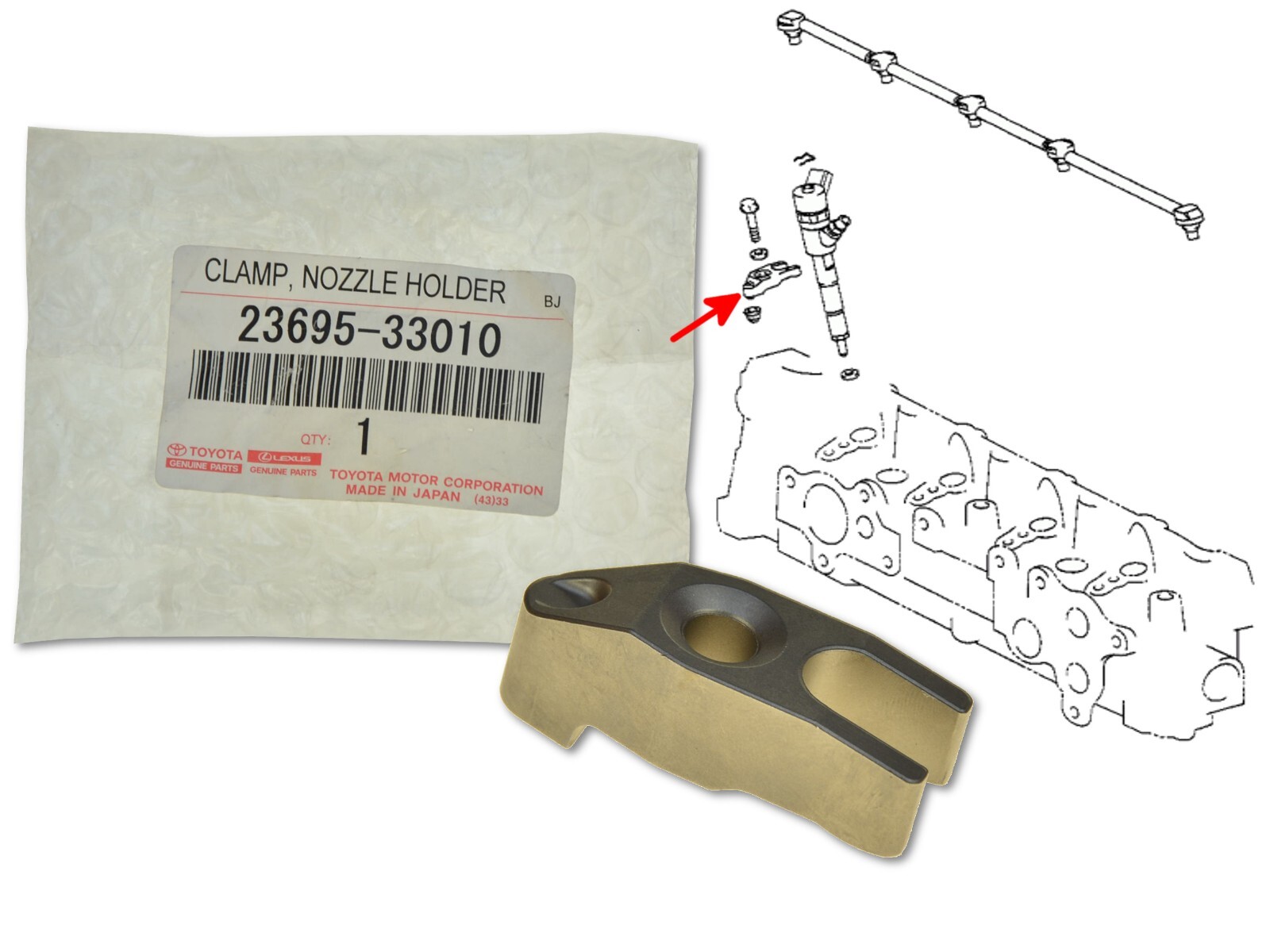 Clamp Nozzle Holder 23695-33010 OE for Toyota Auris Yaris Verso | eBay