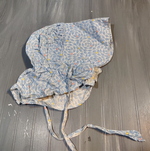 Vintage Pioneer Calico Bonnet Sunbonnet Hat light blue floral print | eBay