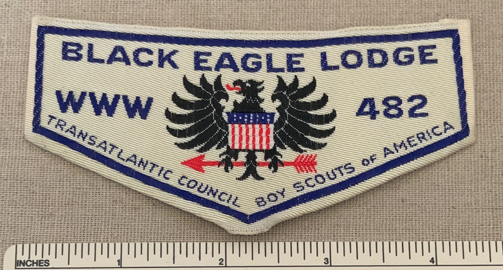 Vintage 1960s OA BLACK EAGLE LODGE 482 Order of the Arrow Woven FLAP ...