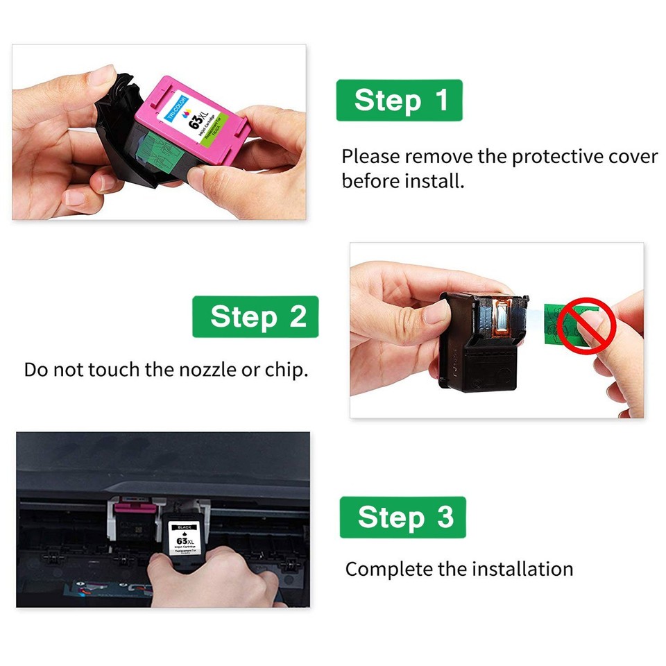 2 Combo Ink Cartridges for HP 63XL OfficeJet 3830 4650 5200 5220 5252 ...