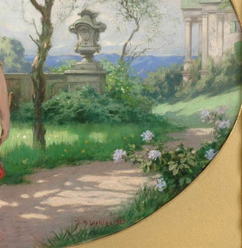 Johannes Raphael Wehle (1848-1936) "Walk in park" oil on canvas, 1925 ...