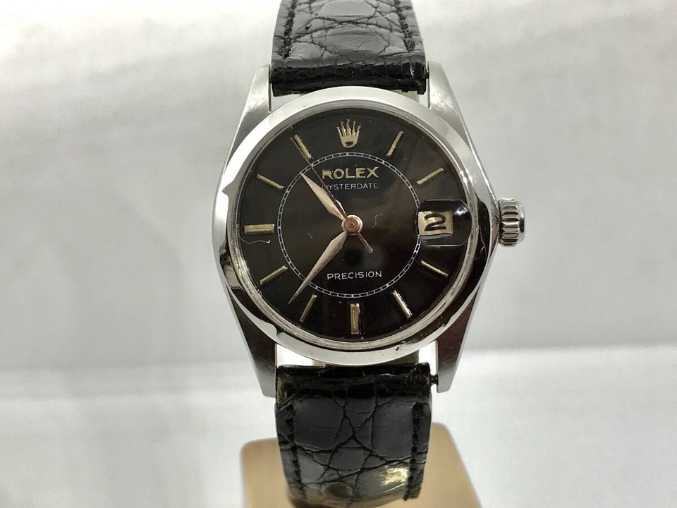Vintage Rolex Oyster Date 6466 Leaf Hand Black Dial Overhauled | eBay