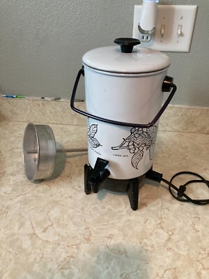 Vintage Electric Percolator Mirro-Matic Harvest Black White 22 Cup ...