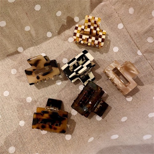 Plaid Acetate Square Head Back Hair Clip Grab Fashion Trendy Women ...