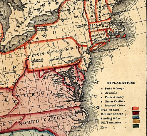 1861 Civil War Military Map Of The United States Posts Arsenals Navy ...