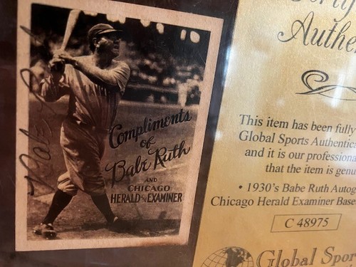 1930 Babe Ruth signed Chicago Herald/Examiner baseball card w/COA | eBay
