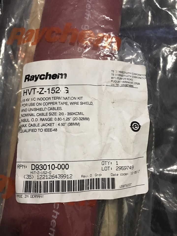 Raychem HVT-Z-152-G Indoor Termination Kit New Sealed | eBay