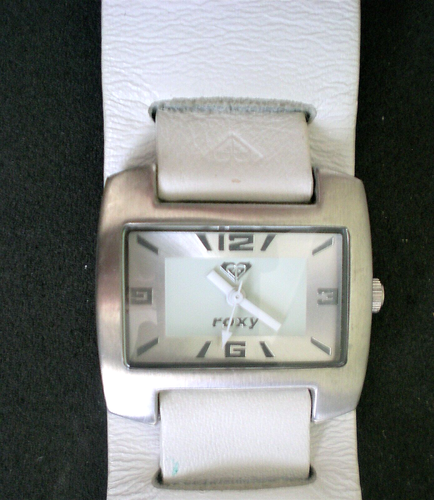 ROXY WRIST WATCH ~ WHITE LEATHER CUFF BAND | eBay
