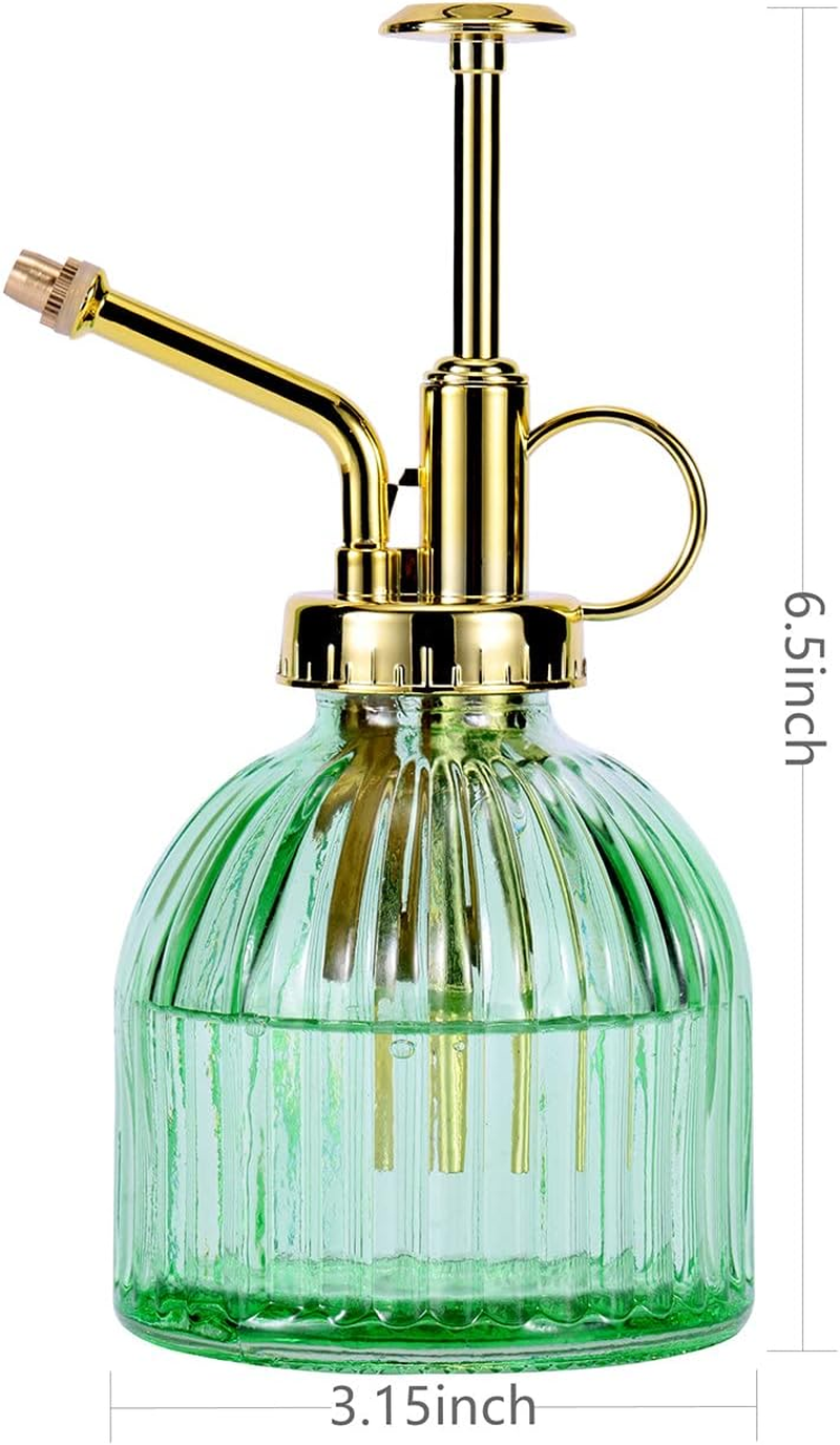 Glass Plant Mister Spray Bottle, 6.5" Green Glass Water Spray Bottle ...