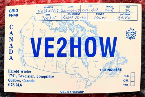2000 QSL Radio Card VE2RHOW Amateur Radio Jonquiere Quebec Canada | eBay