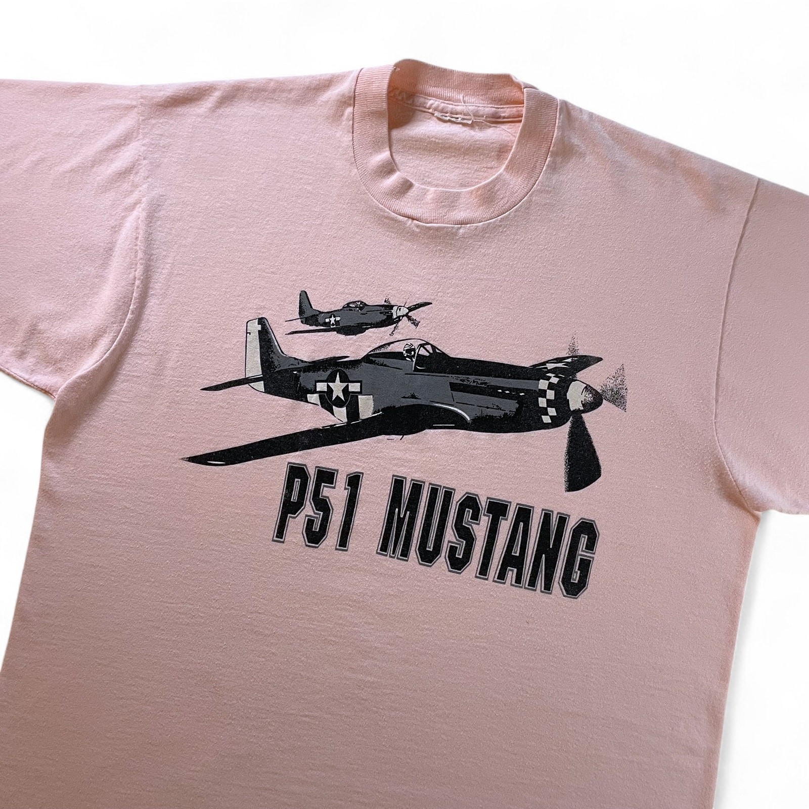 Vtg 80s P-51 Mustang Tee WWII Fighter Plane USAF Jet … - Gem