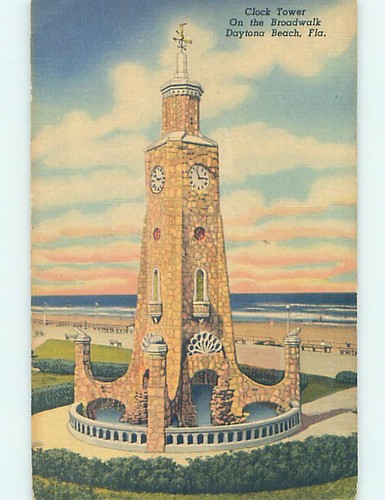 Unused Linen CLOCKTOWER Daytona Beach Florida FL H5088 | eBay