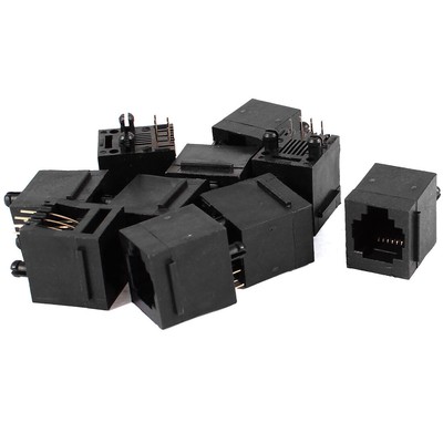 Black Plastic RJ11 6P6C Modular PCB Jack Telephone Phone Connectors 10 ...