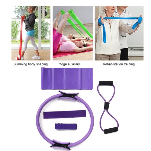 5pcs / Set Pilates Ring Latex Towel Chest Expander Rope Stretch Belt ...