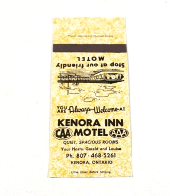 Matchbook Kenora Inn Motel You Are Always Welcome Hosts Gerald & Louise ...