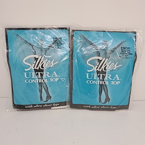Lot Of 2 Silkies Ultra Control Top Panty Hose W Sheer Legs Medium Taupe ...