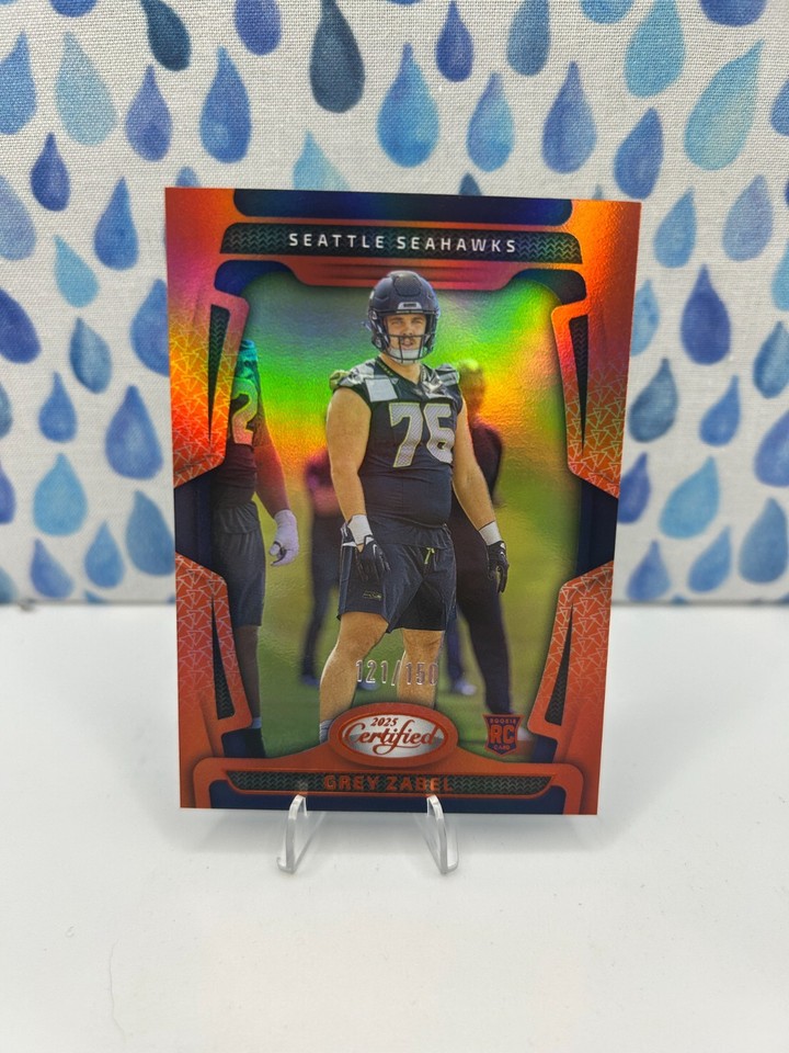 Grey Zabel- 2025 Certified Football RC #153, Mirror Orange /150 ...