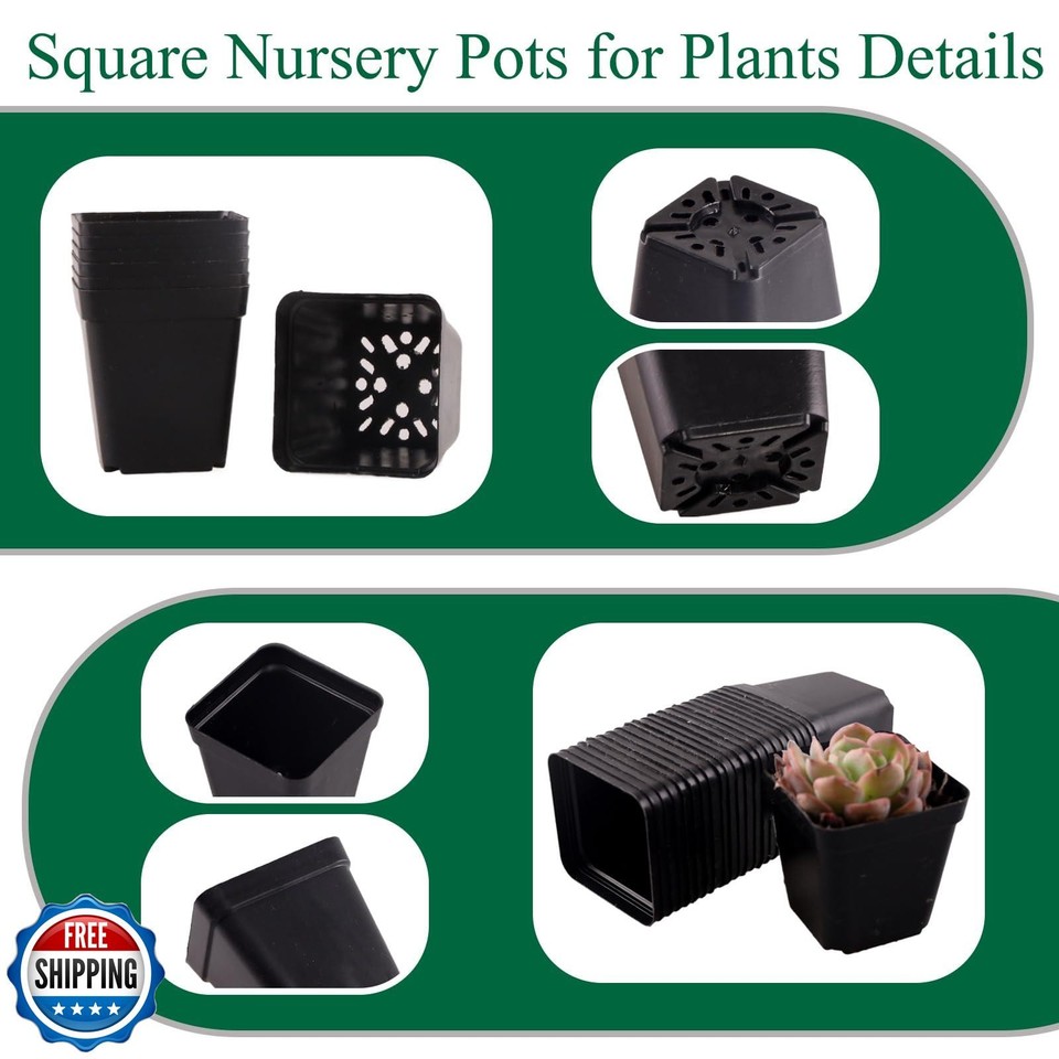 200 Packs Square Nursery Pots for Plants 2.2 Inch Succulent Plant Pots ...
