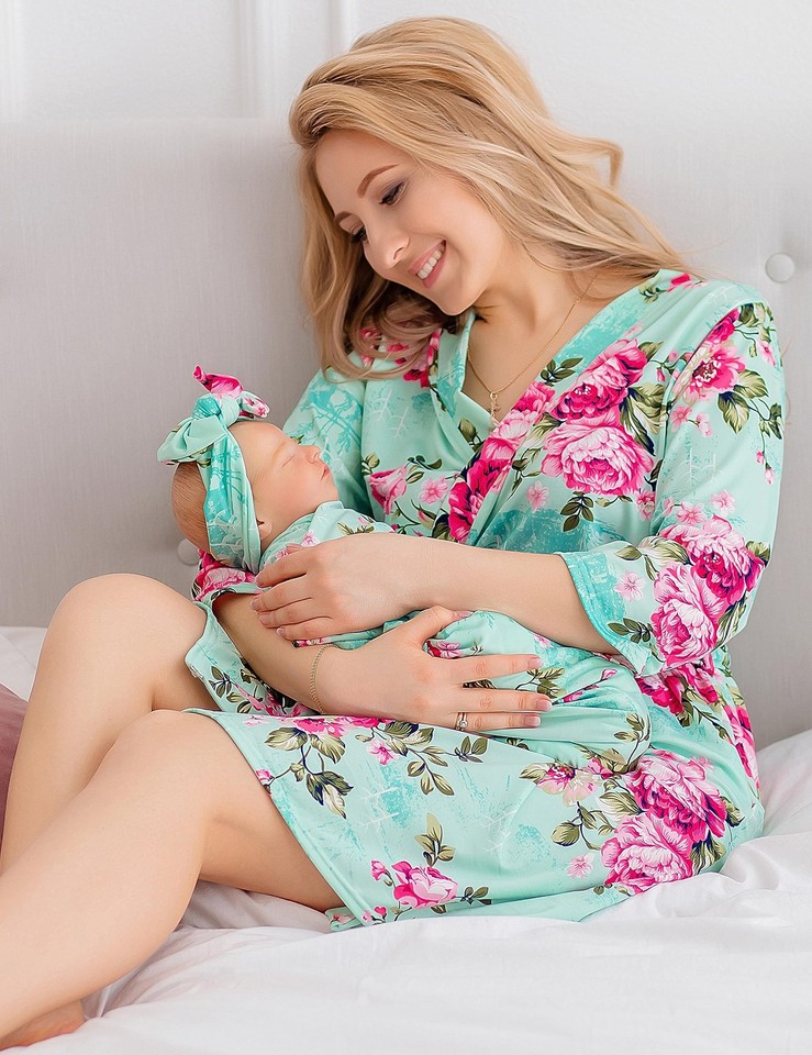 Maternity Robe and Baby Swaddle Set | Matching Hospital Outfit for New ...