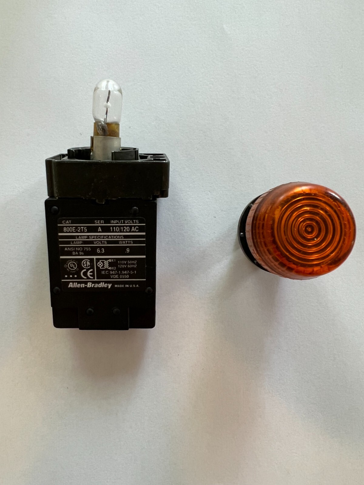 Allen Bradley 800E-2T5 Illuminated Orange Pilot Light 22mm | eBay