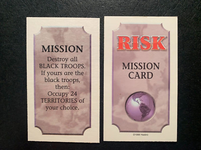 Risk 1998 MISSION CARD Destroy All Black Troops Game Replacement Piece ...