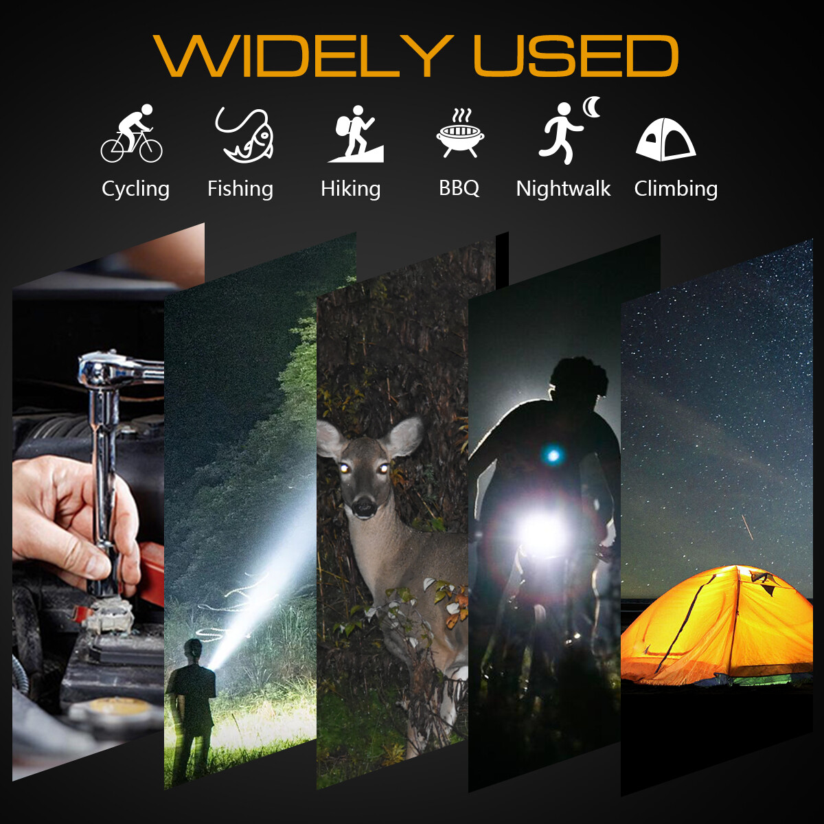 500000 Lumens Tactical Gun Flashlight Picatinny Rail Mount for Hunting ...