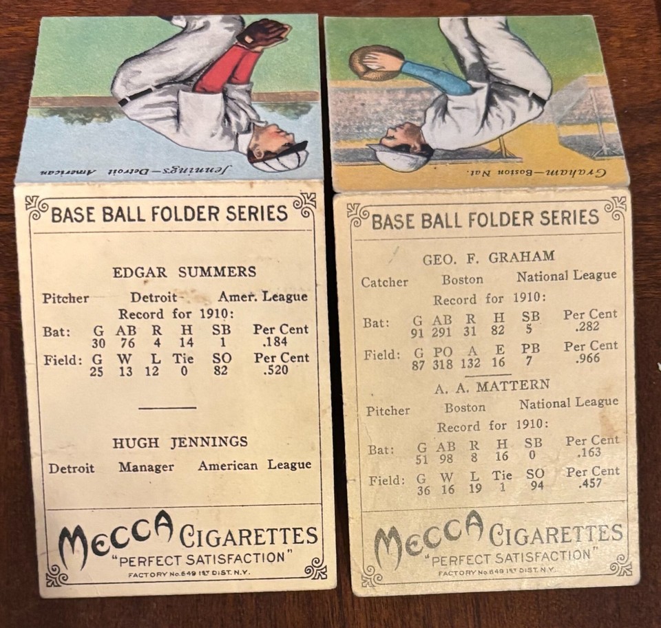 Lot of 2 1911 T201 Mecca Double Folders - Jennings/Summers & Graham ...
