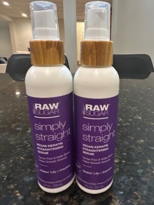 LOT OF 2 - Raw Sugar Simply Straight Vegan Keratin Straightening Serum ...