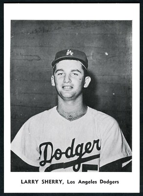 LARRY SHERRY~LOS ANGELES DODGERS~VINTAGE 1961 JAY PUBLISHING 5"x7 ...