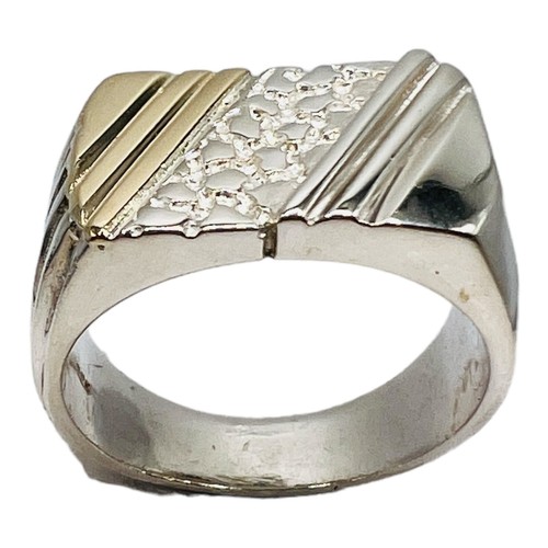 925 Silver Signet Nugget Mens Ring Two Tone 8gr SZ 9.75 | eBay