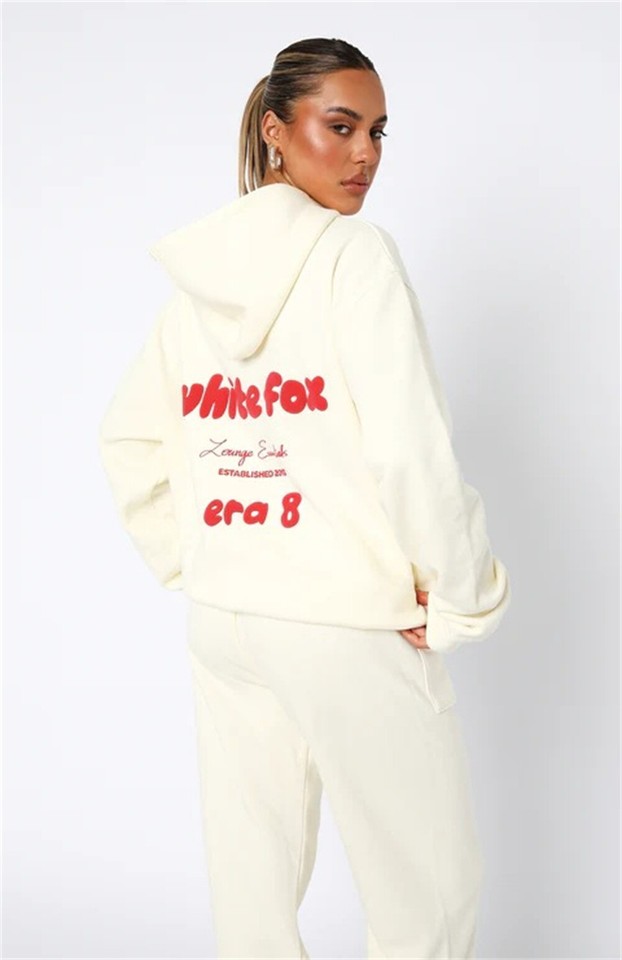 Womens White Boutique fox Tracksuit 2PCS Set Hoodies Fleece Sports ...