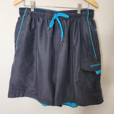 Speedo Mens Swim Trunks Large Blue Cargo Pocket 9” Inseam | eBay
