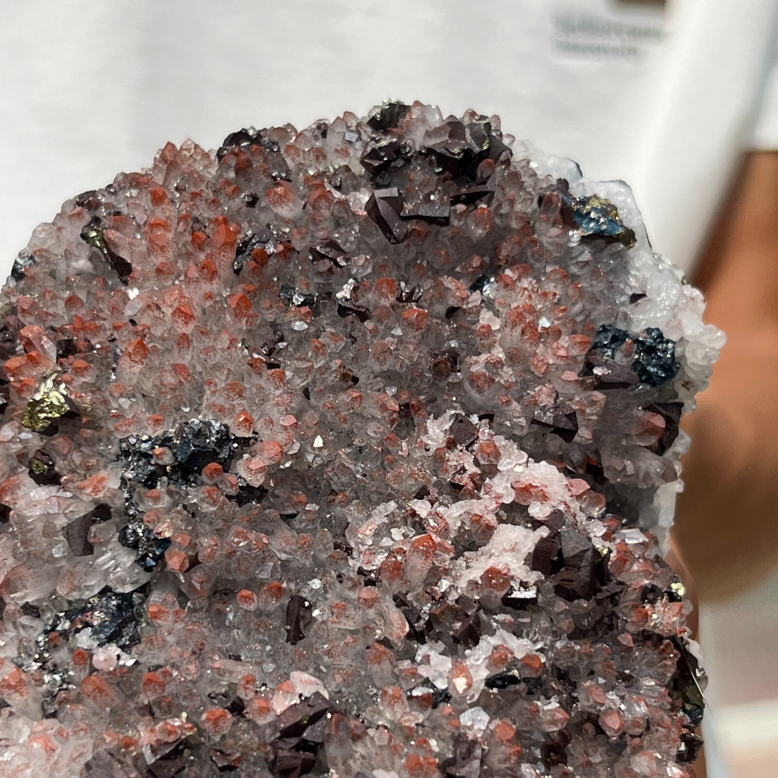 800g Large Natural Red Quartz Crystal Cluster & Pyrite Gold Mineral ...