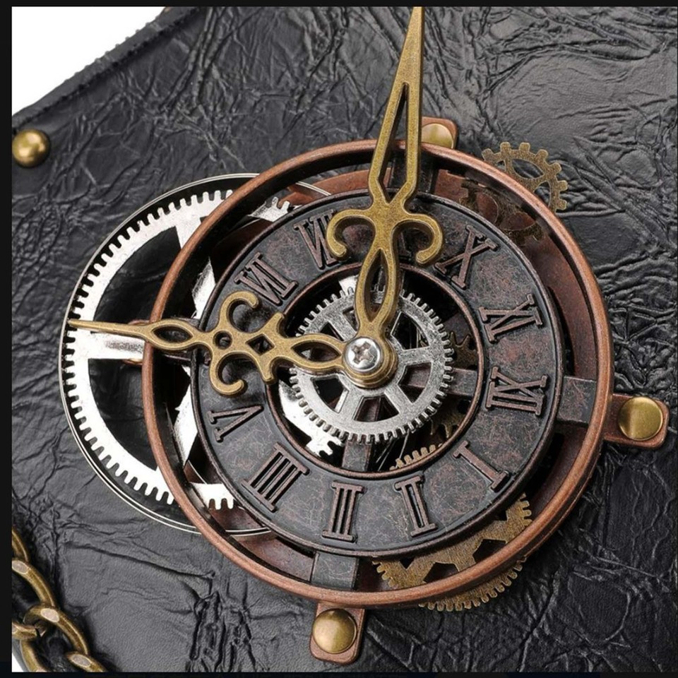Steampunk Shoulder Bag Clock Purse PU Leather Retro for Women Girls ...