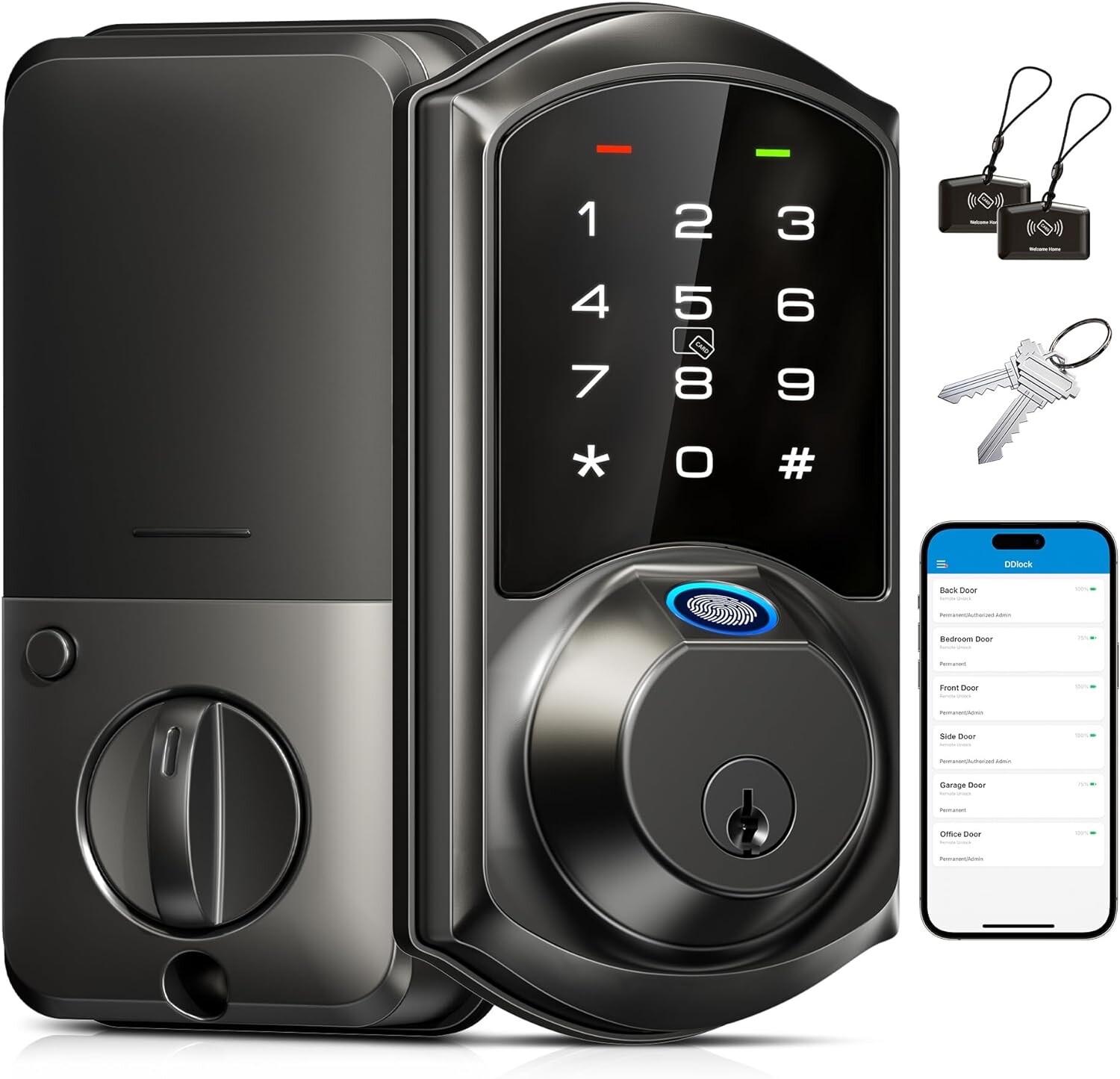 Fingerprint Smart Lock, 7-in-1 Keyless Deadbolt, App Control ...