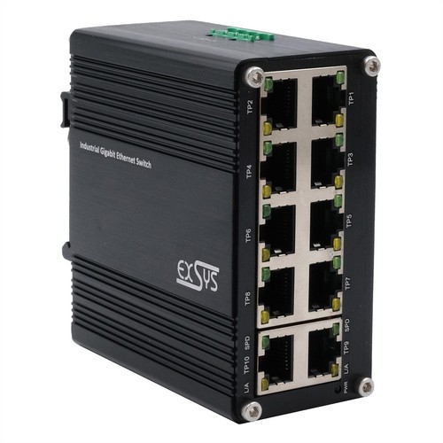 Exsys Switch Industrie Ethernet 10x10/100/1000Tx 12-48VDC Interruttore ...