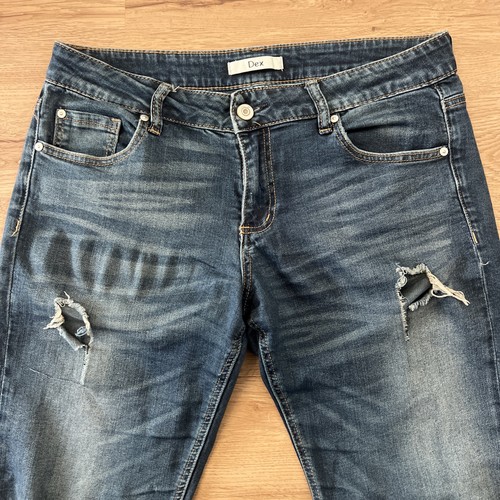 Dex Straight Leg Jeans Women's 29 5-Pocket Mid Rise Distressed blue ...