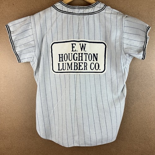 VTG 60s Rawlings EW Houghton Lumber Baseball Striped Jersey Uniform M ...