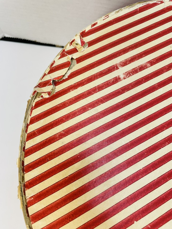 Lot of 2 Large Vintage Round Cardboard Clear See Thru Sides Striped Hat ...